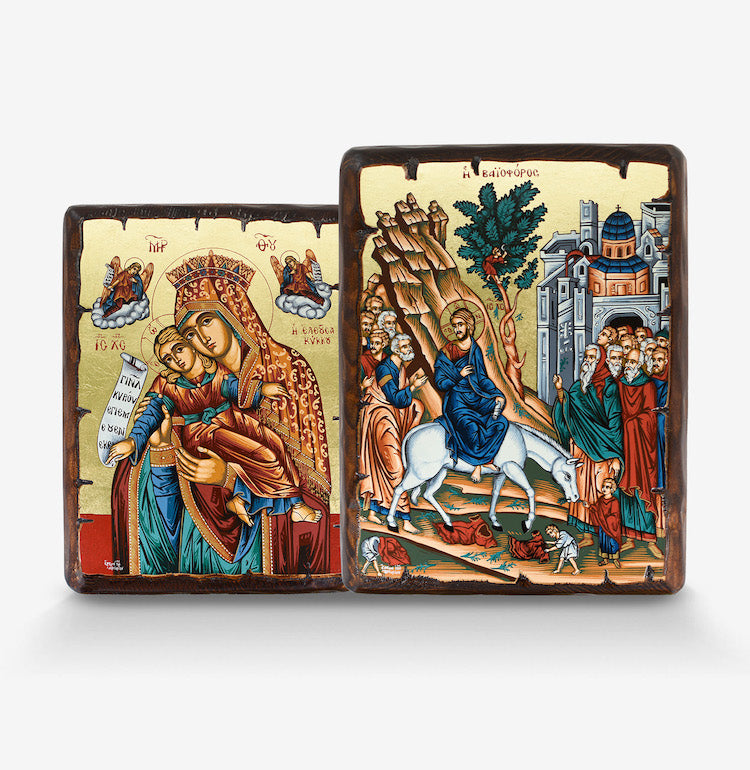 Aged Carved Wood Icons: Premium Byzantine Style – Agiografia Icons