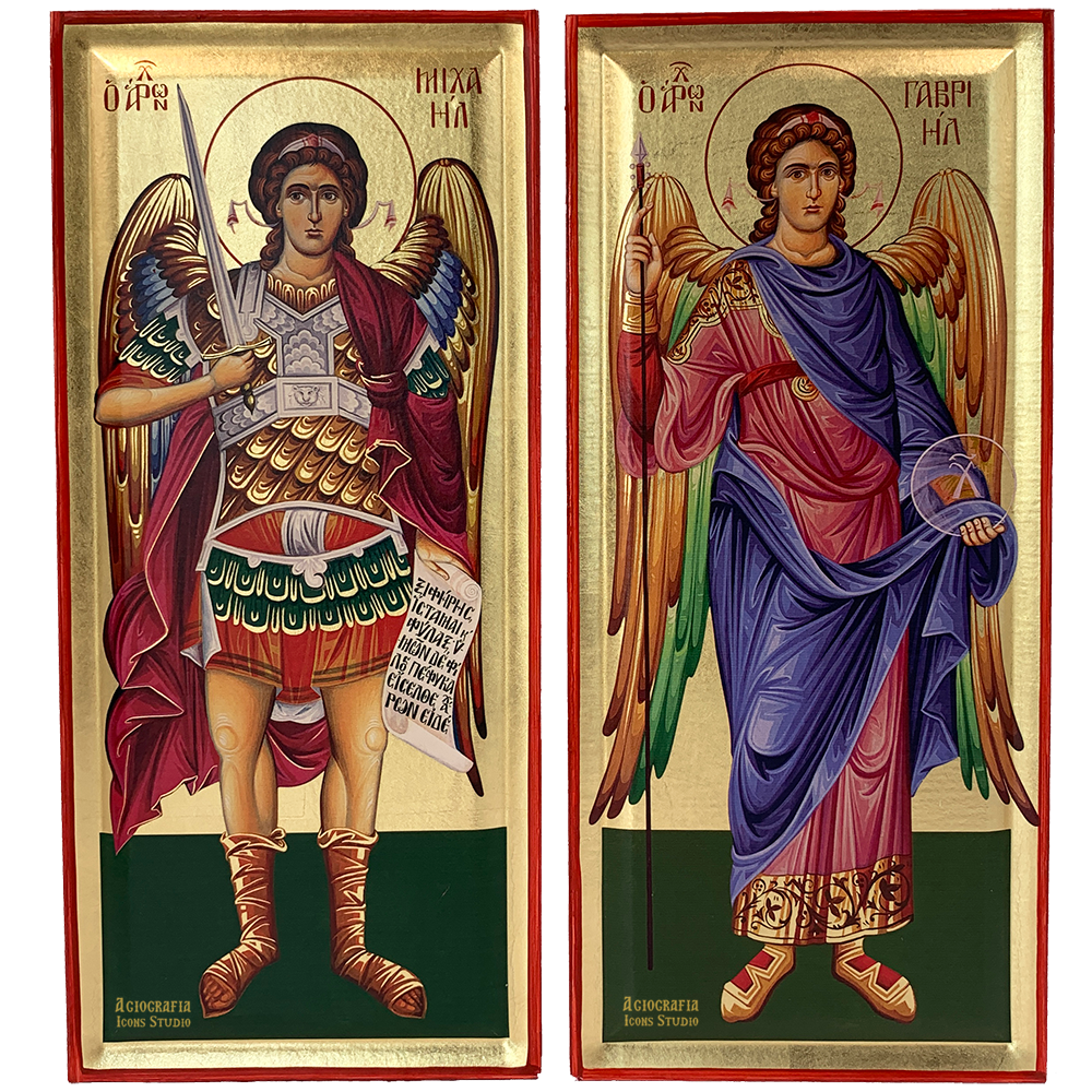 Set of Archangels Michael and Gabriel Icons with Gold Leaf – Agiografia ...