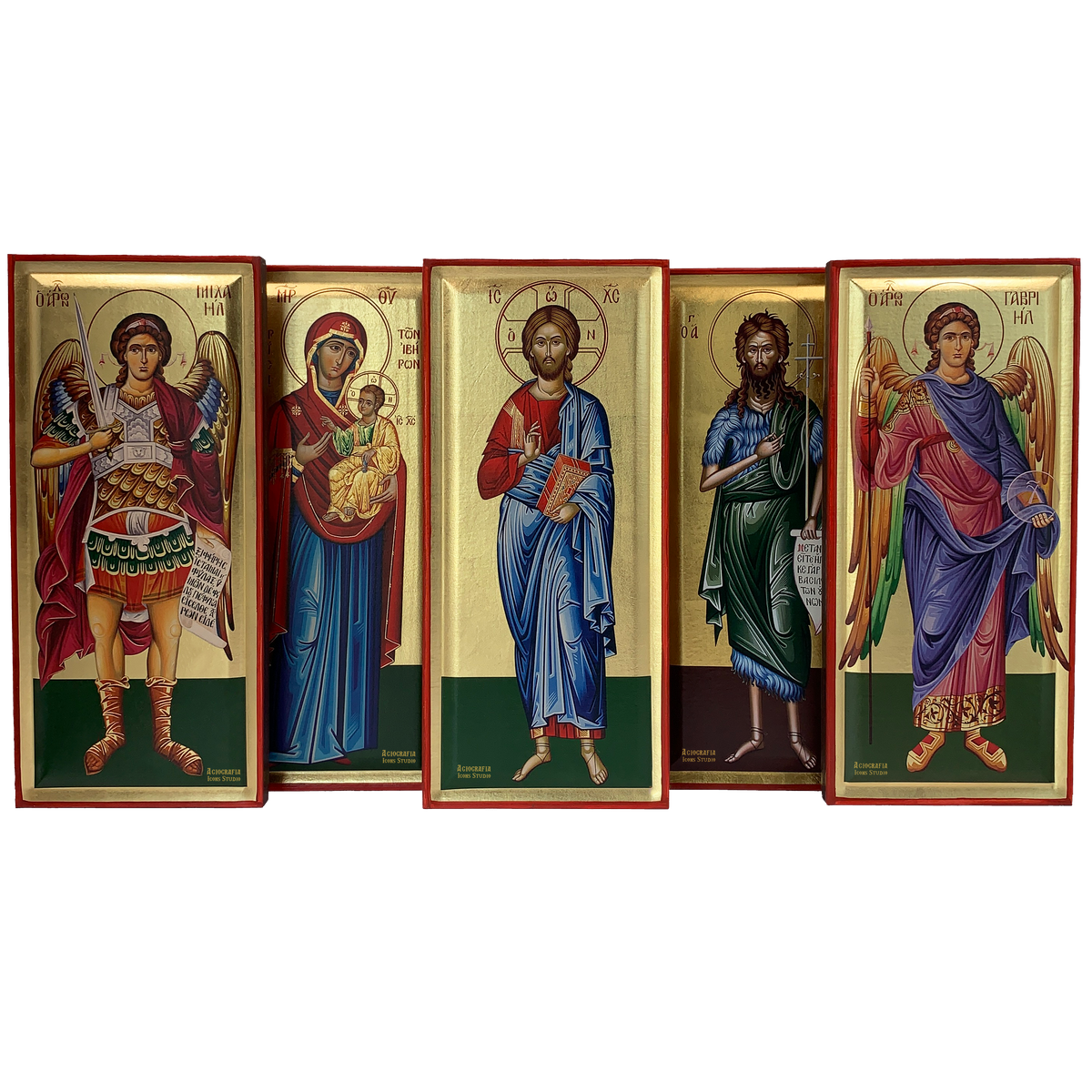 Set of 5 icons - Jesus Christ, Virgin Mary, Saint John, Archangels Mic ...