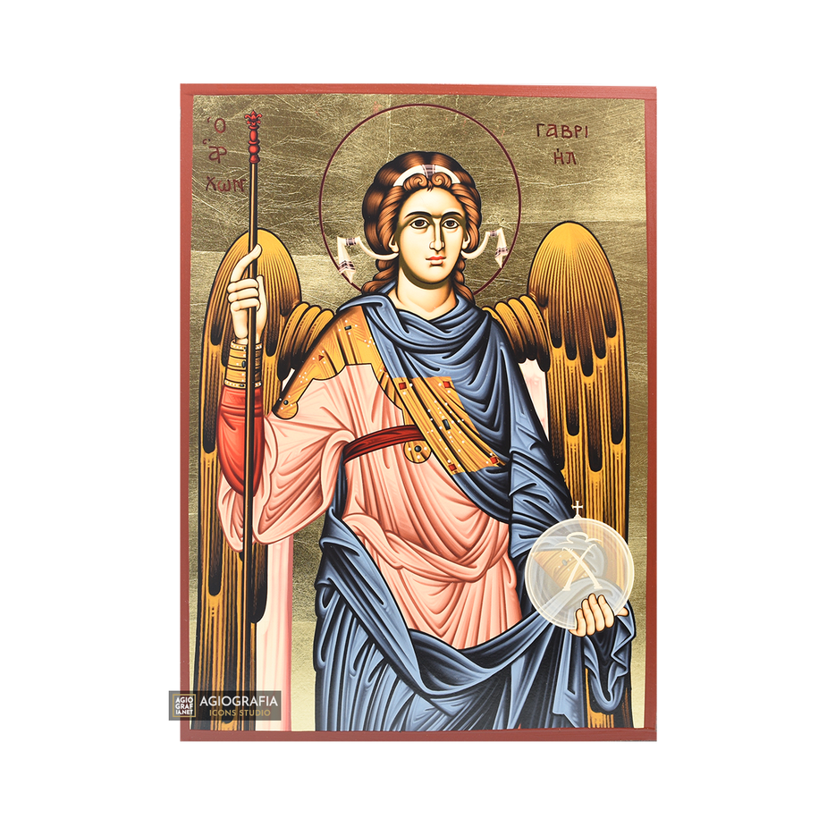 Archangel Michael Christian Icon with Matte Gold Leaves Background ...