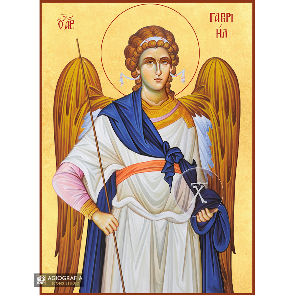 Arcángel Gabriel Icono Bizantino Griego de Madera con Pan de Oro de 22 ...