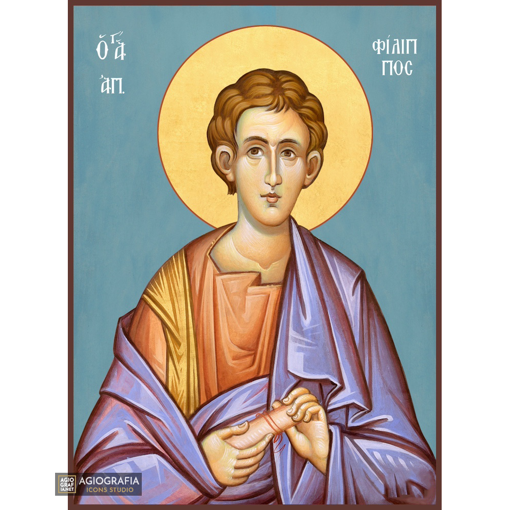 St Apostle Phillip Greek Orthodox Icon with Blue Background ...