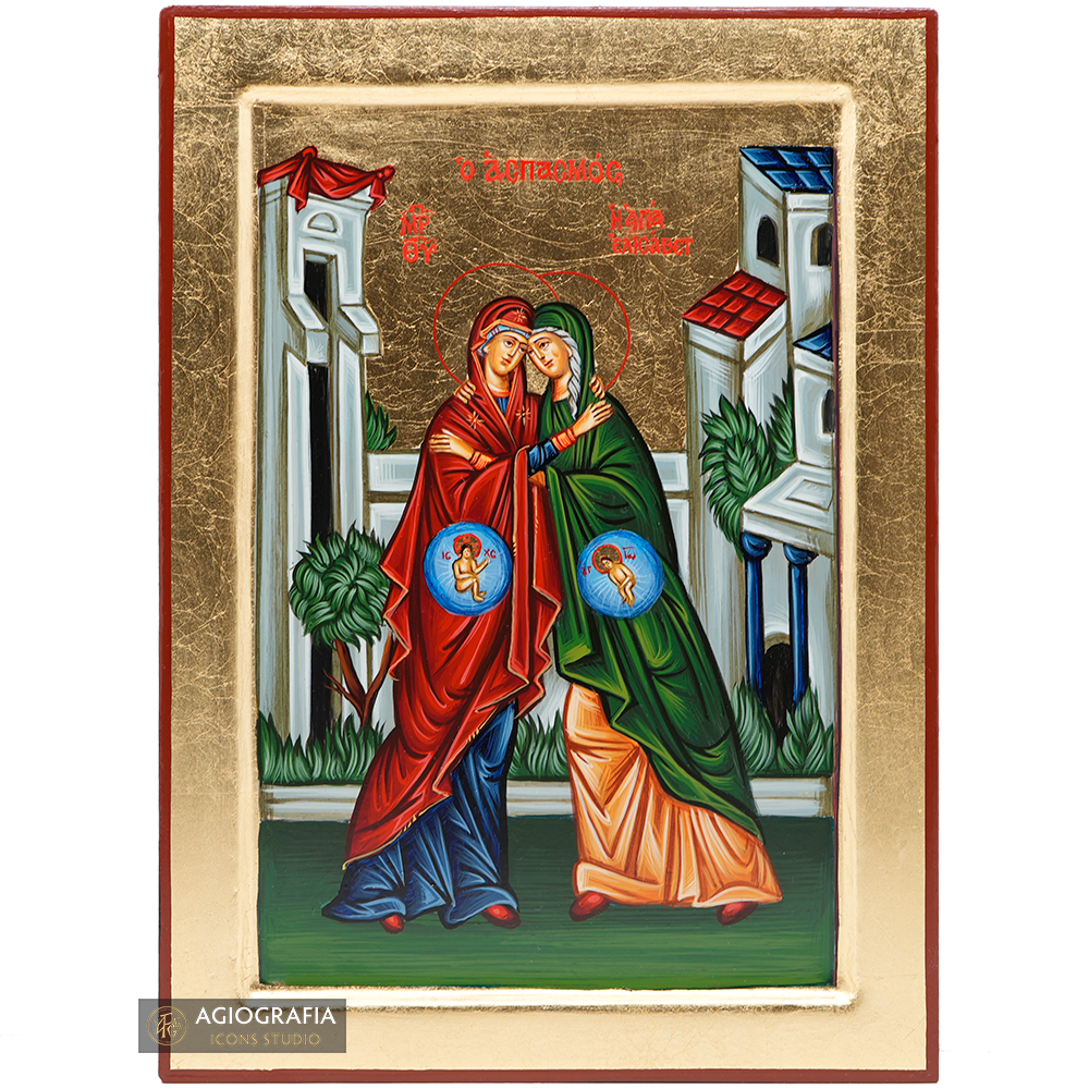 24k Visitation of Virgin Mary and Saint Elizabeth Handwritten Icon ...