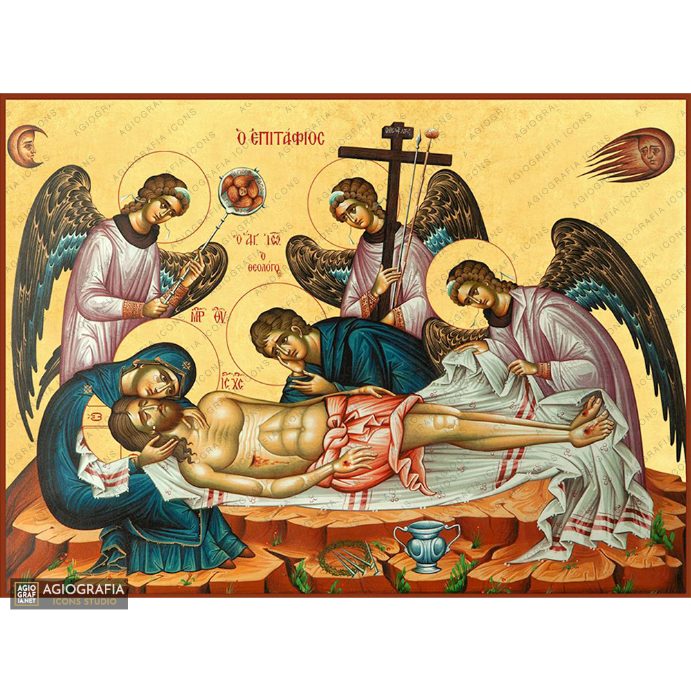 22k Epitaph of Jesus Christ - Exclusive Gold Leaf Greek Icon ...