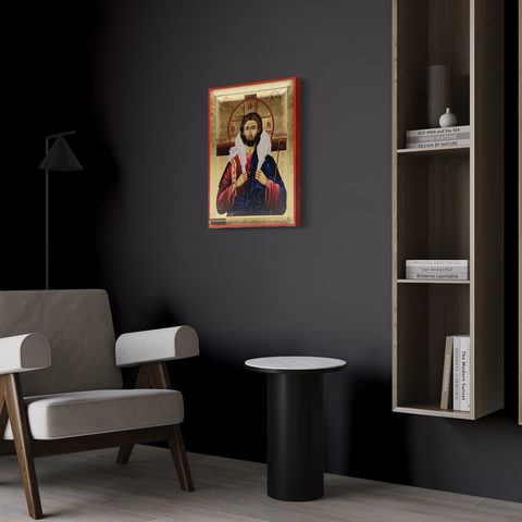Jesus Christ The Good Shepherd Christian Icon on Wood with Gold Leaf ...