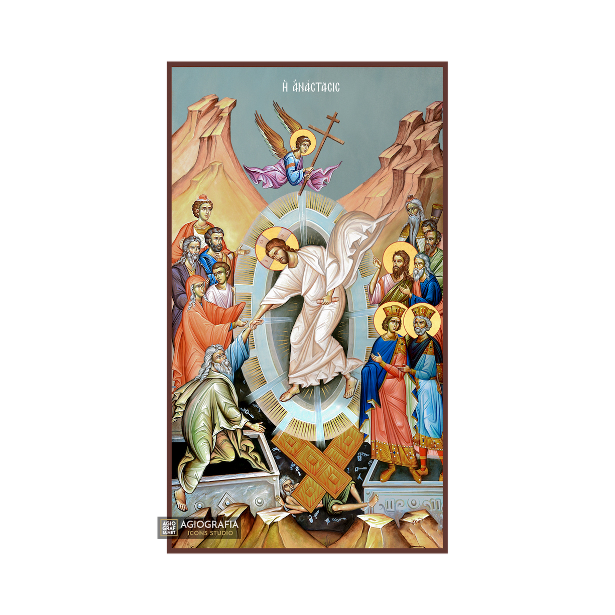 St Ipomoni Greek Orthodox Icon with Blue Background – Agiografia Icons