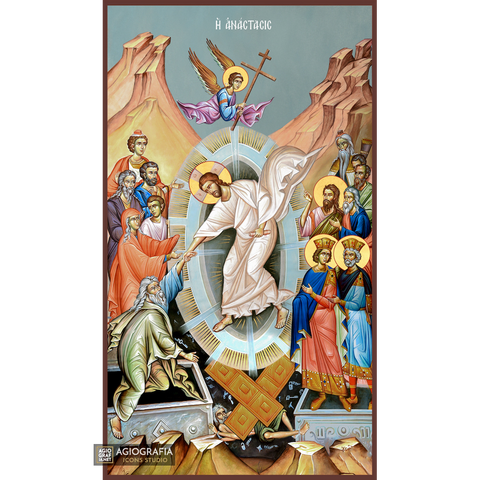 Resurrection of the Lord Christian Icon with Blue Background ...