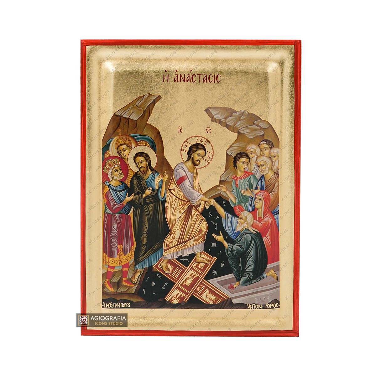 Resurrection of the Lord Christian Icon on Wood with Gold Leaf – Agiografia Icons