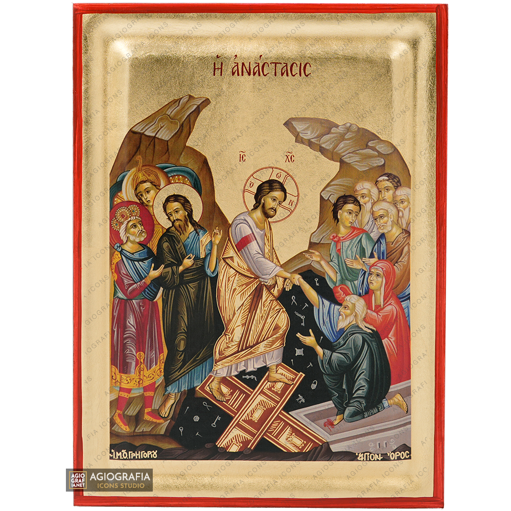 Resurrection of the Lord Christian Icon on Wood with Gold Leaf ...