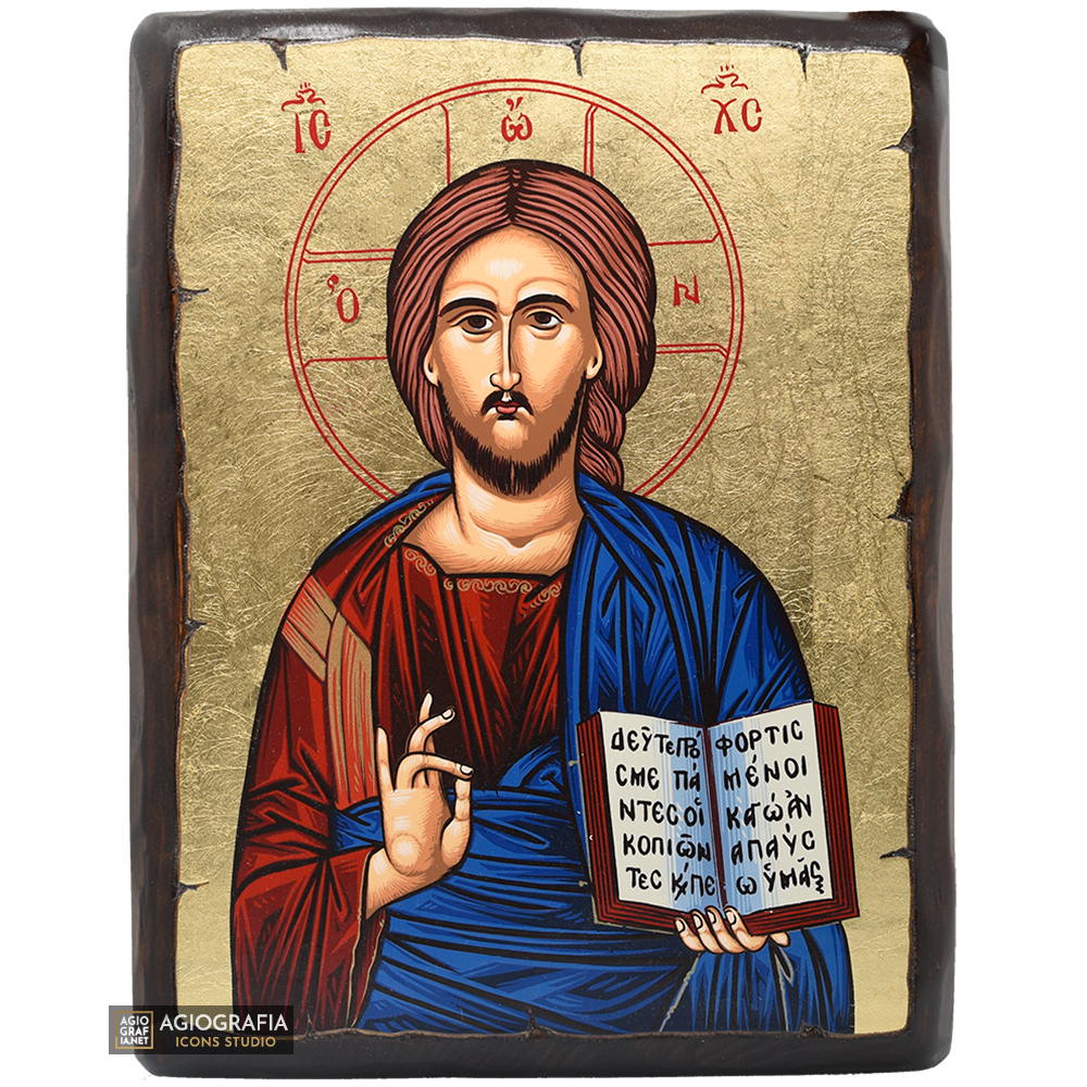 Jesus Christ Blessing Orthodox Icon on Wood with Gold Leaf – Agiografia ...