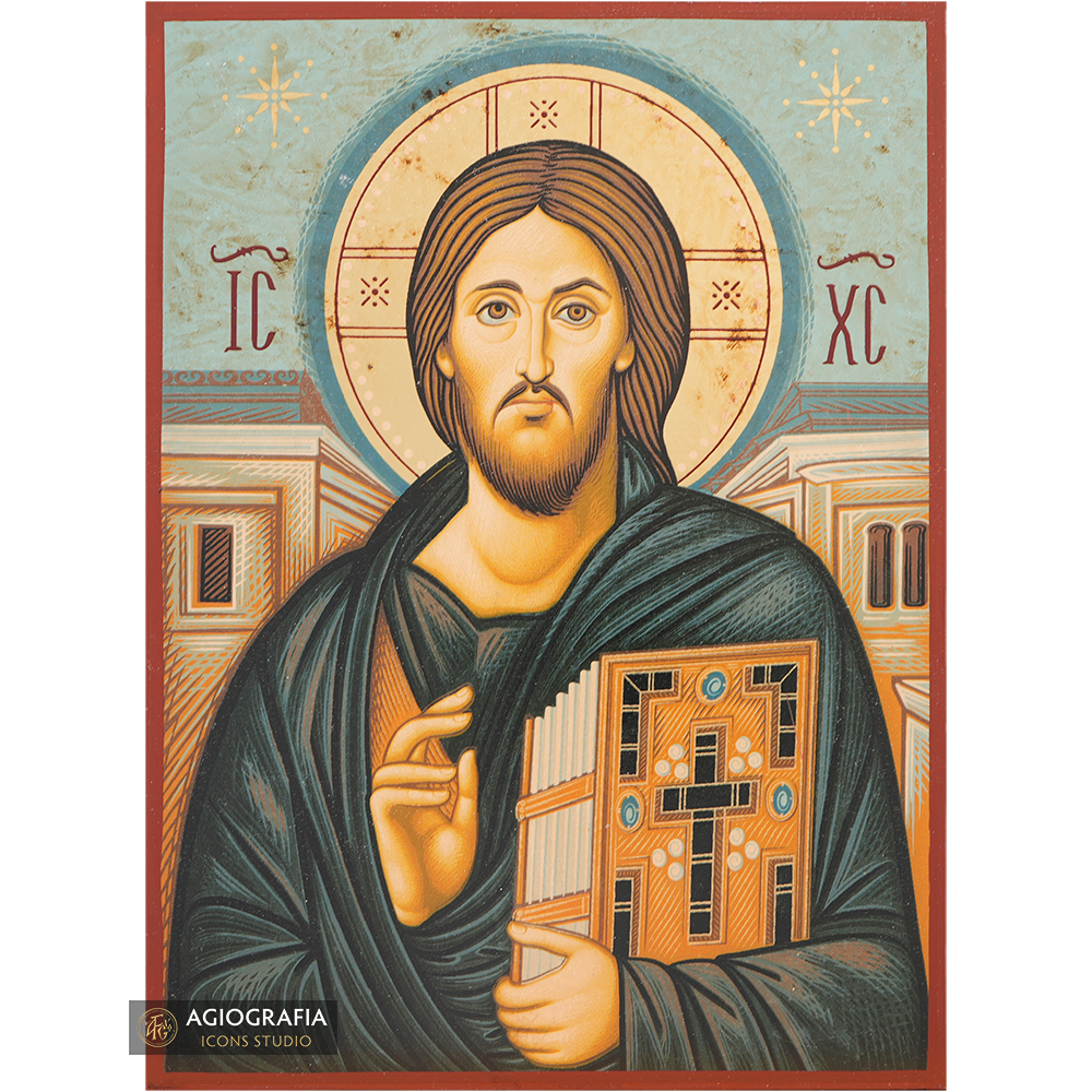 Jesus Christ of Sinai Gold Print Greek Icon with Aged Gold Foil ...