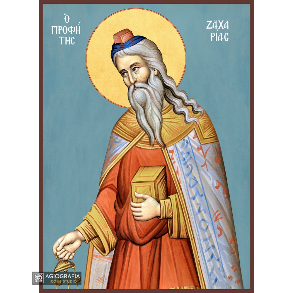 Prophet Zachary Greek Christian Icon with Blue Background – Agiografia ...