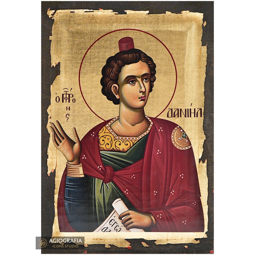 Prophet Daniel Christian Icon with Aged Gold Leaves – Agiografia Icons