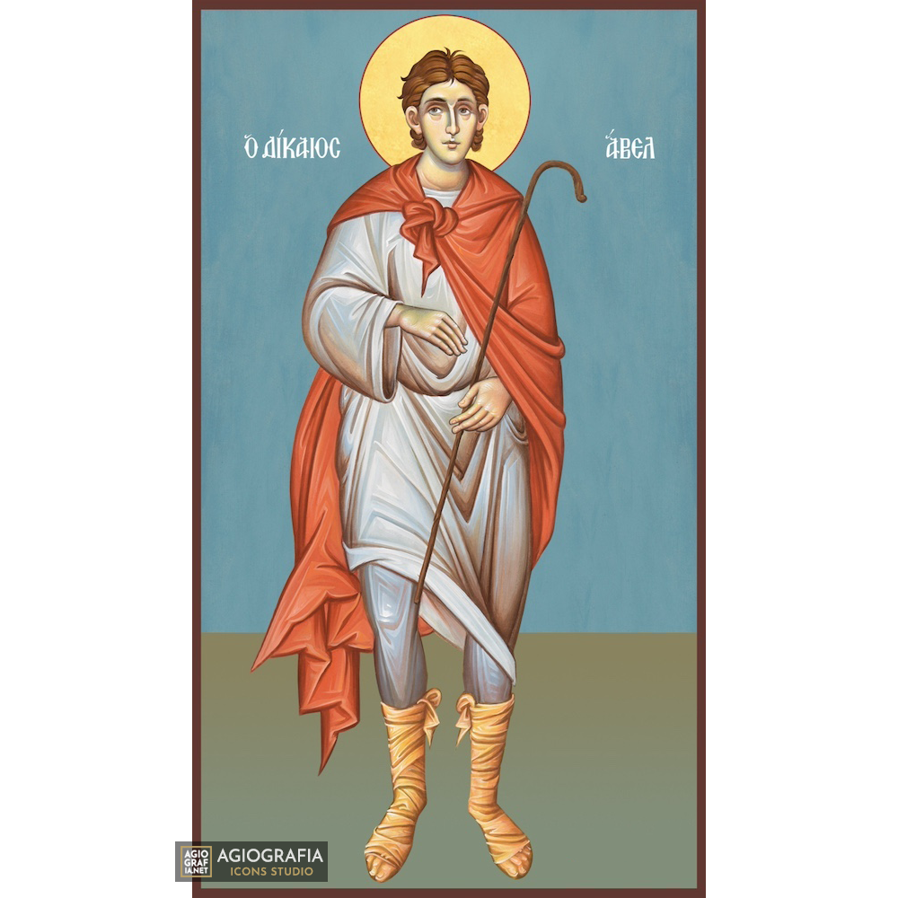 Rightful Abel Byzantine Christian Icon with Blue Background ...