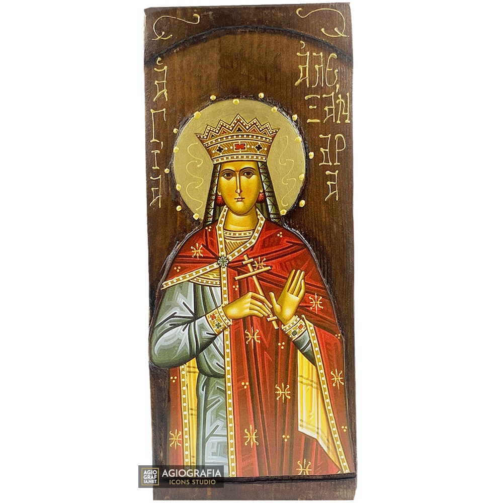 St Alexandra Christian Orthodox Gold Print Icon on Carved Wood ...