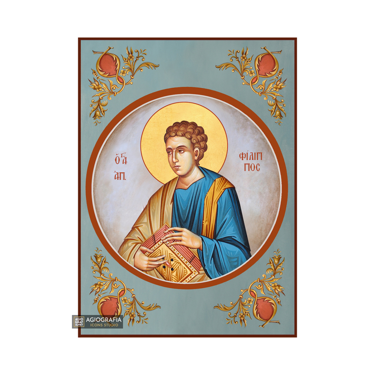 St Apostle Phillip Greek Orthodox Icon with Blue Background ...