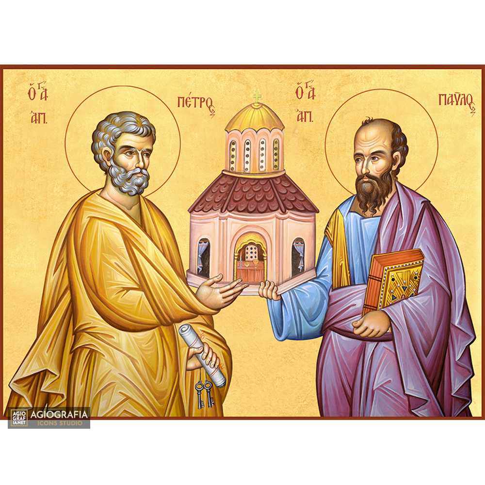 22k Sts Apostles Peter and Paul - Gold Leaf Background Orthodox Icon ...