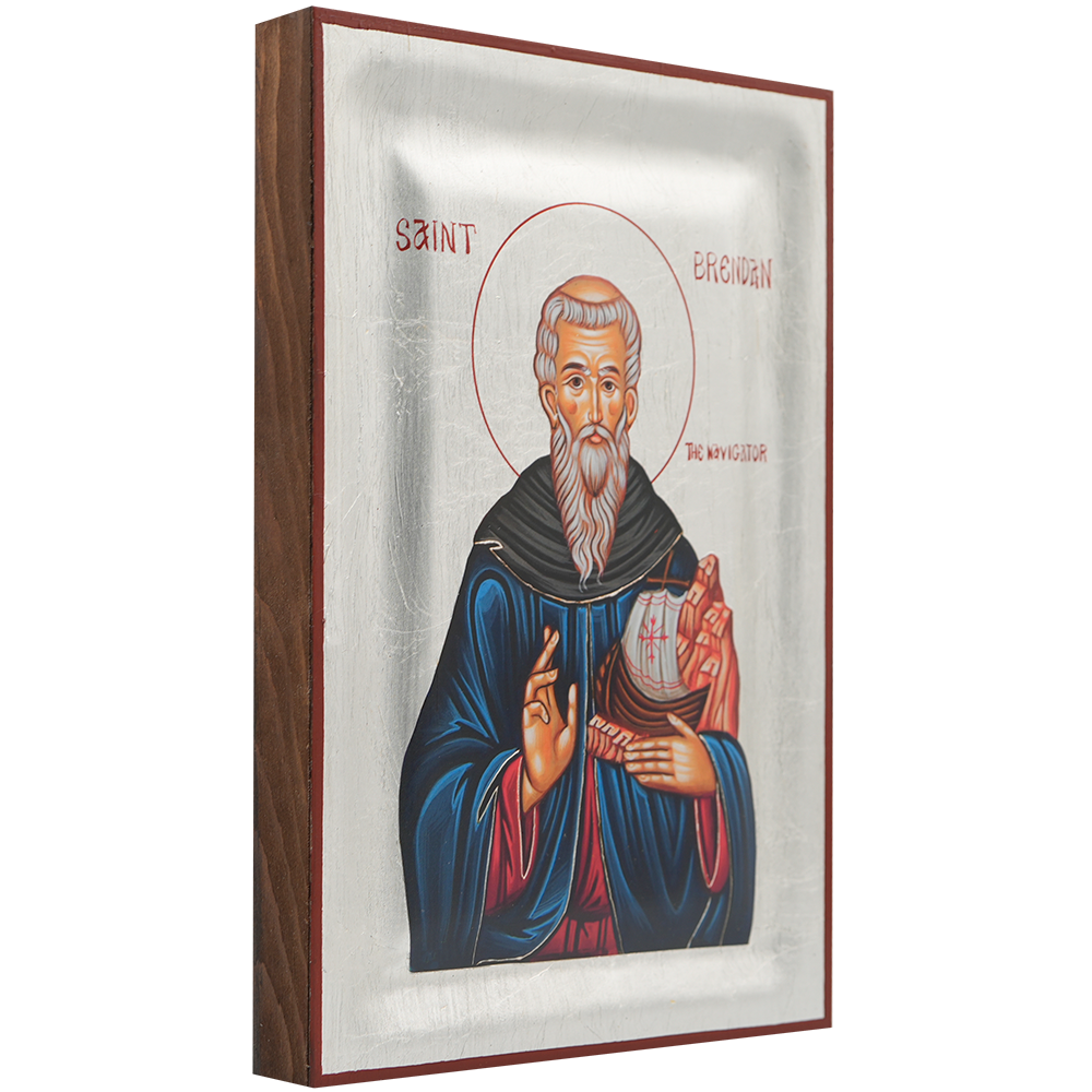 Exclusive St Brendan the Navigator Icon with Pure Silver Leaves ...
