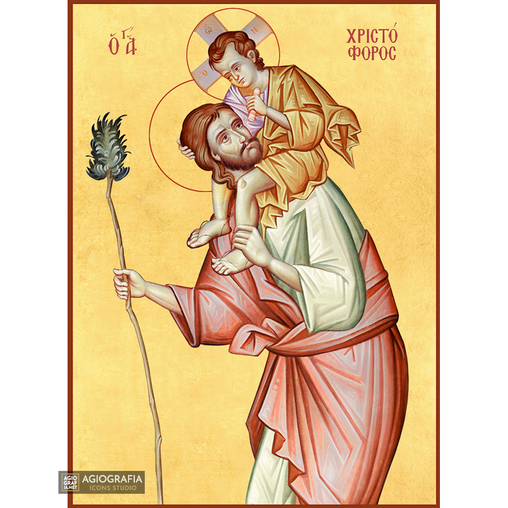 22k St Christopher - Gold Leaf Background Christian Orthodox Icon ...