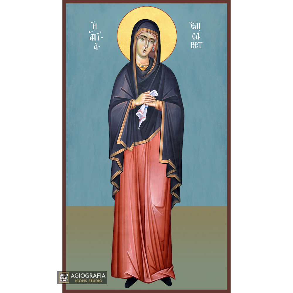 St Elizabeth Greek Orthodox Icon on Wood with Blue Background ...