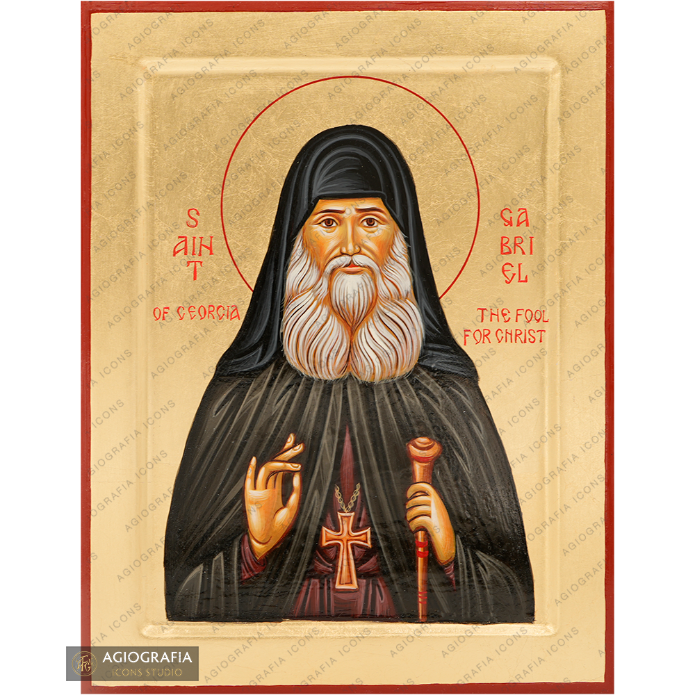 24k Saint Gabriel Handwritten Orthodox Icon with Matte Gold Leaves ...