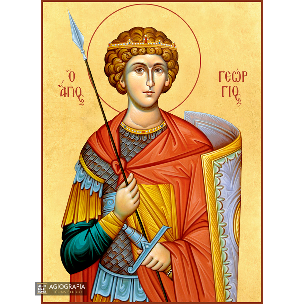 22k St George - Gold Leaf Background Christian Orthodox Icon ...
