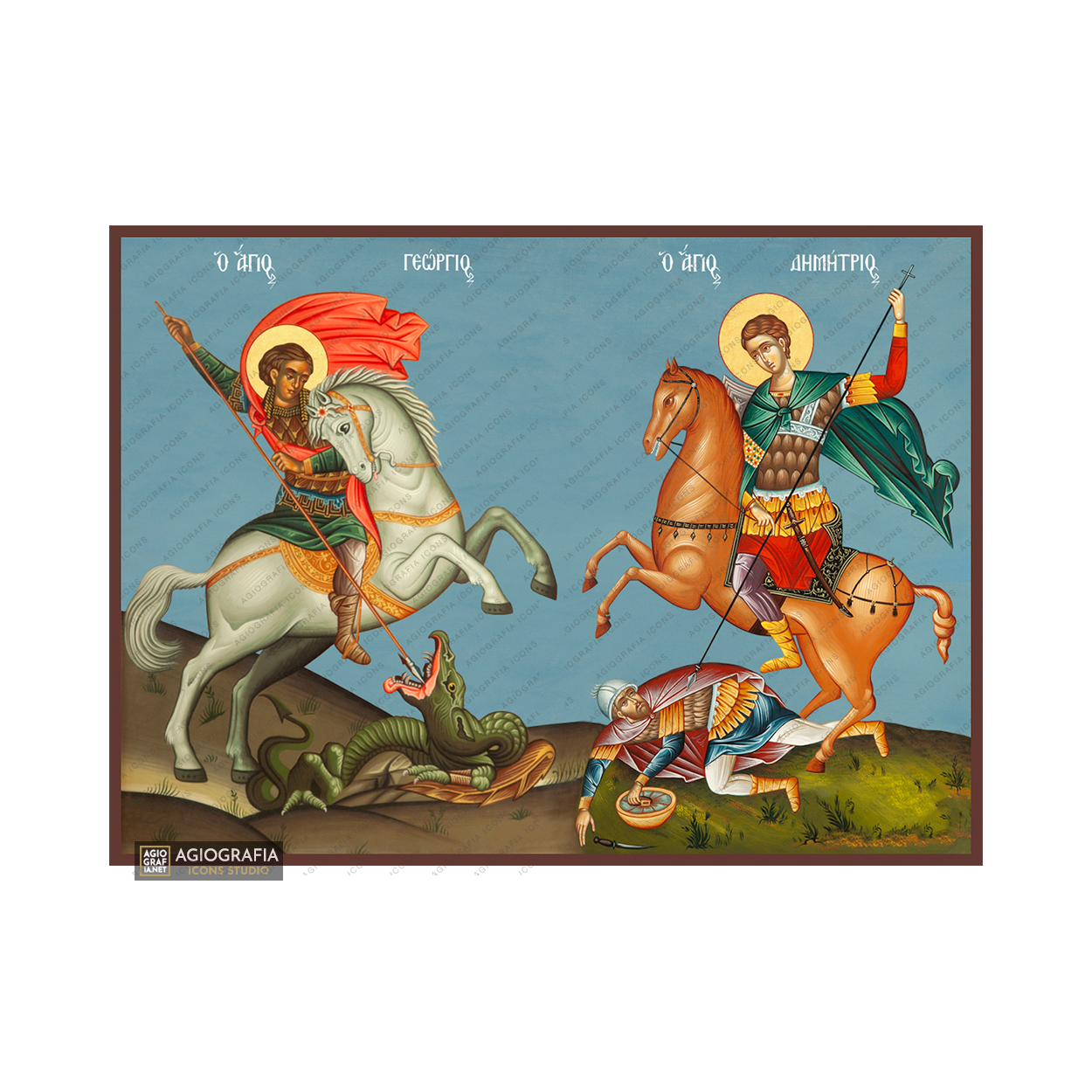 St Gregory Palamas Byzantine Greek Icon with Blue Background ...