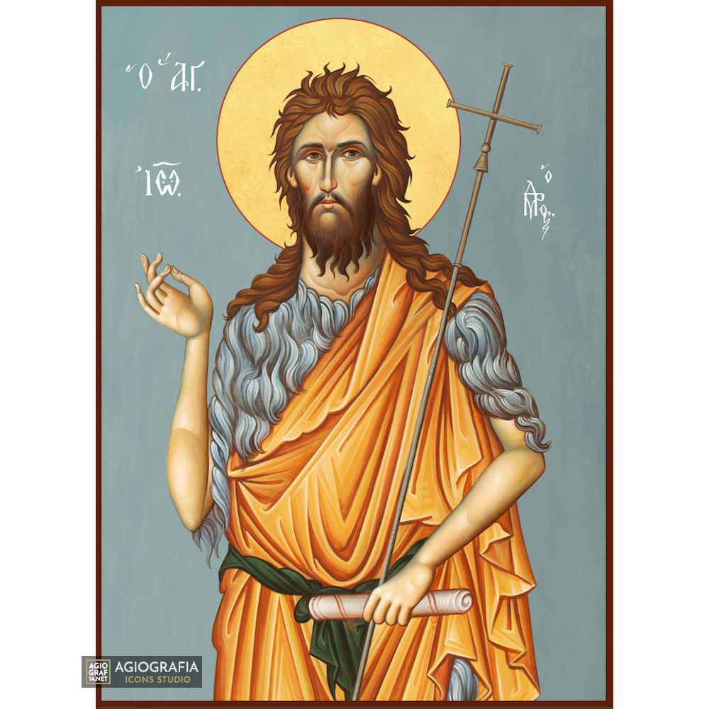 St John Baptist Christian Orthodox Icon with Blue Background ...