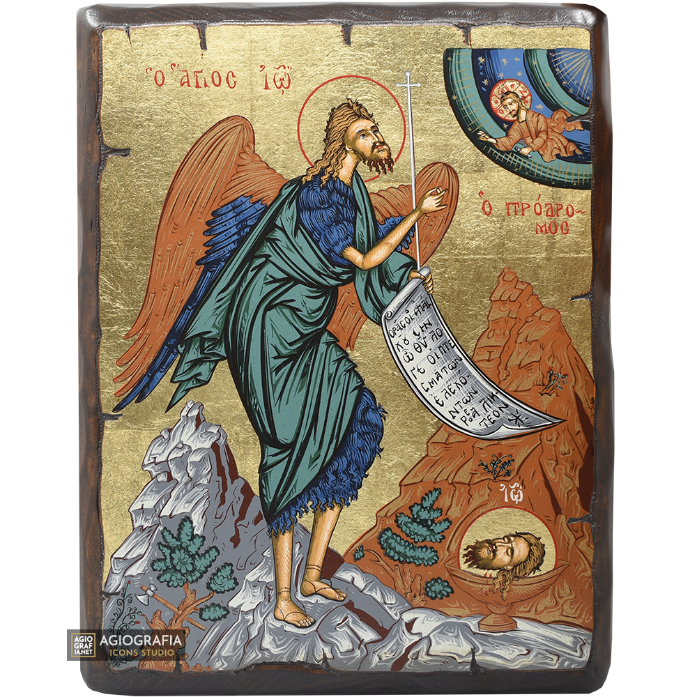 St John (Angel wings) Orthodox Aged Wood Icon with Gold Leaf ...