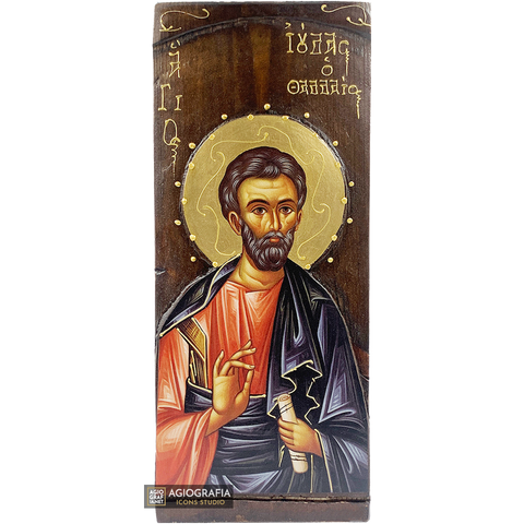 St Apostle Judas Thaddeus Christian Gold Print Icon on Carved Wood ...