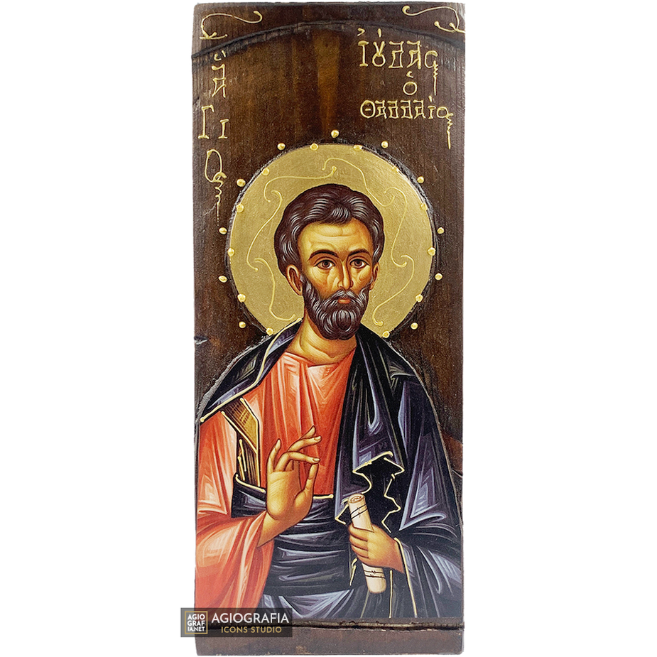 St Apostle Judas Thaddeus Christian Gold Print Icon on Carved Wood ...