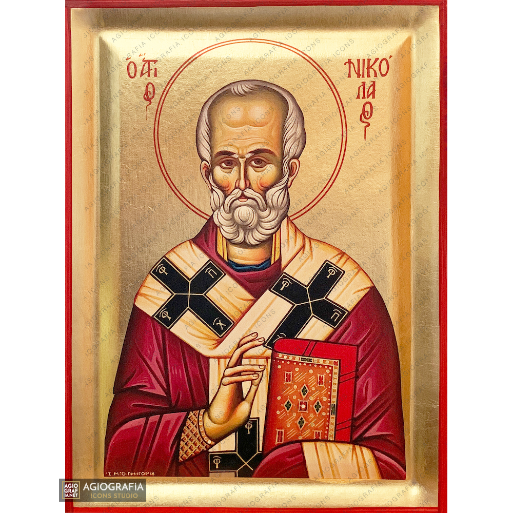 St Nicholas Eastern Christian Icon on Wood with Gold Leaf – Agiografia ...