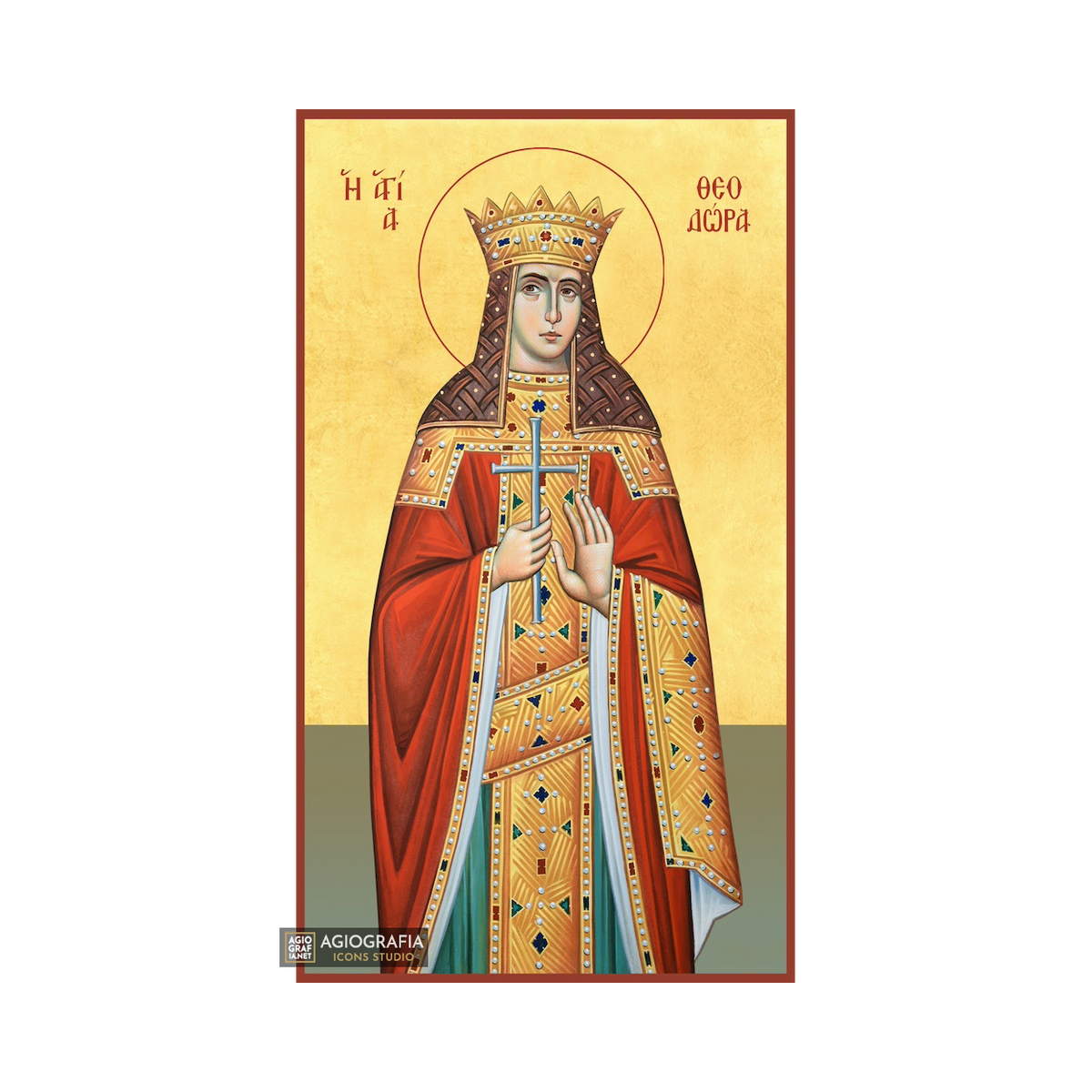 22k Saint Theodora Orthodox Icon with Gold Leaf Background – Agiografia ...