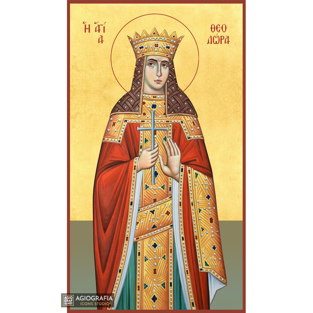 22k Saint Theodora Orthodox Icon with Gold Leaf Background – Agiografia ...