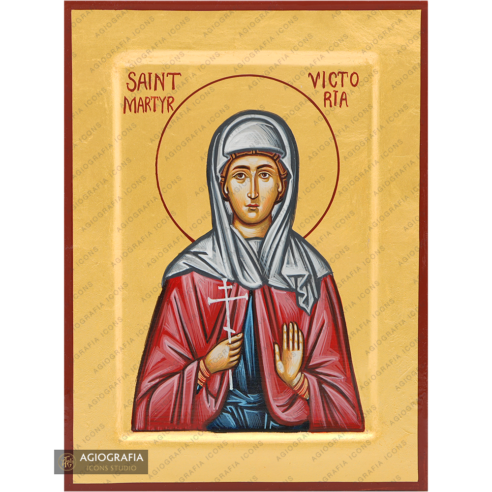 24k Saint Victoria of Albitina Handwritten Icon with Gold Leaves ...