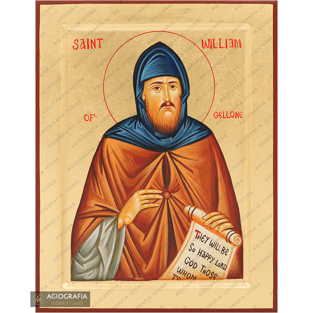 24k Saint William of Gellone Handwritten Icon with Gold Leaves ...