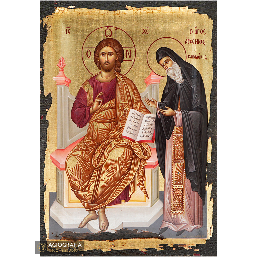 Saint Arsenios Deesis to Christ Icon with Aged Gold Leaves – Agiografia ...