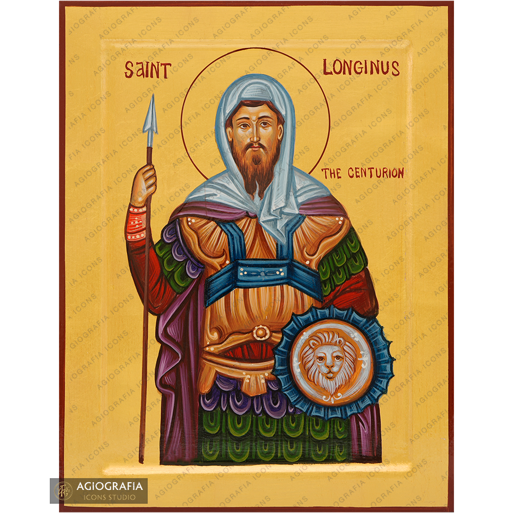 24k Saint Longinus the Centurion Handwritten Gold Leaves Orthodox Icon ...