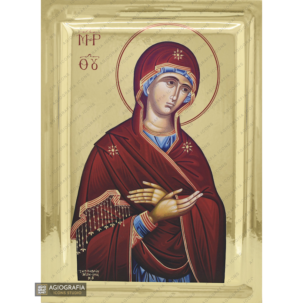 Virgin Mary Deesis Christian Icon on Wood with Gilding Effect ...