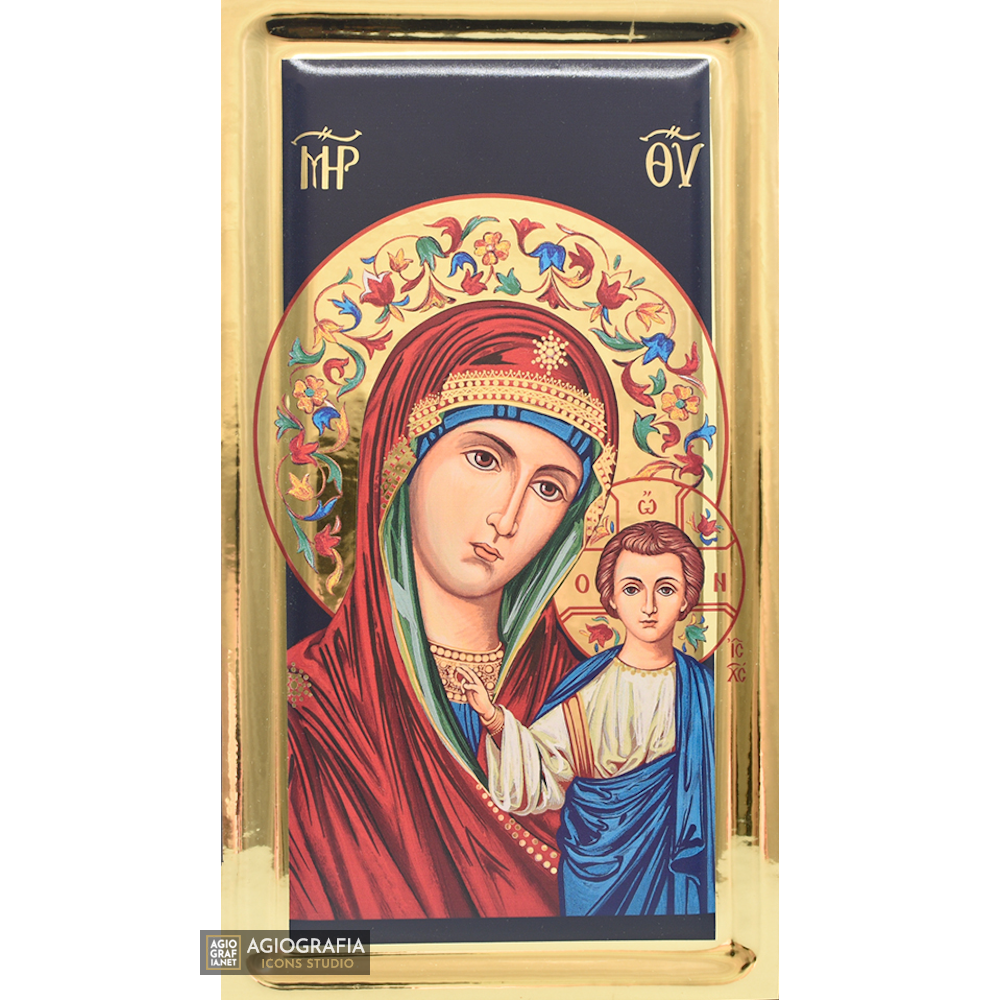Virgin Mary Kazan Russian Orthodox Icon with Gilding Effect ...