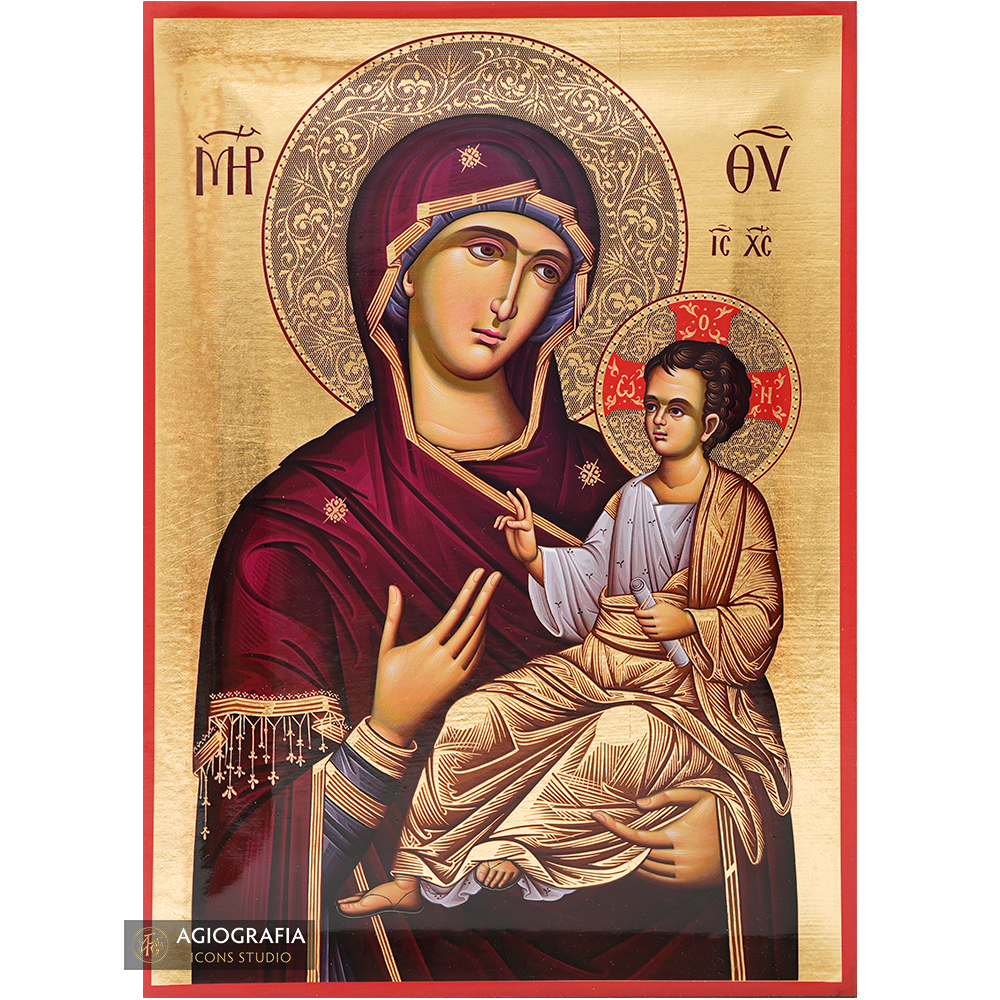 Virgin Mary holding Christ Icon with Gold Foil Background – Agiografia ...