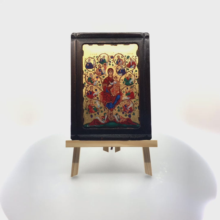 Virgin Mary Tree of Jesse Greek Orthodox Wood Icon with Gold Leaf ...