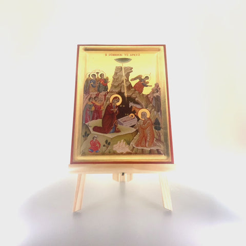 Nativity of the Lord Greek Orthodox Wood Icon with Gold Leaf ...